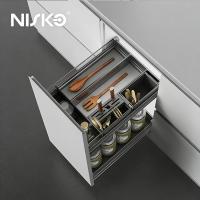 China 2 Tier Multi Purpose Pull Out Baskets Kitchen Cutlery Organizer For Spice Seasoning Bottle for sale