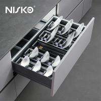 China Tiered Cutlery Drawer Pull Out Basket Utensils Organizer with LED Light 30-45cm for sale