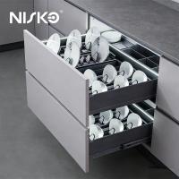 China Tiered Cutlery Drawer Pull Out Basket Utensils Organizer with LED Light 30-45cm for sale