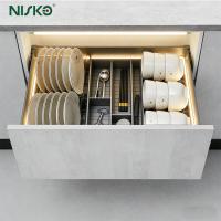 China Modular Bowl And Dish Pull out Basket Drawer Kitchen Storage Solution With Led Light for sale