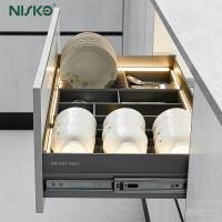 China Modular Bowl And Dish Pull out Basket Drawer Kitchen Storage Solution With Led Light for sale