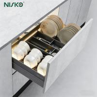 China Modular Bowl And Dish Pull out Basket Drawer Kitchen Storage Solution With Led Light for sale