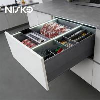 China Pull Out Multi-purpose Kitchen Organizer with LED Light - 549-849mm Width, Adjustable Cutlery & Dish Storage for sale