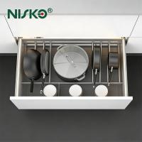 China Pull Out Pot Rack Basket Spice Drawer with LED Light - 549-849mm Width Options, Aluminum Construction for sale