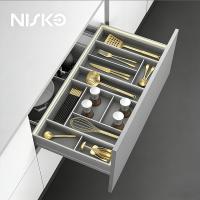 China SUS304 Stainless Steel Cutlery Tray Pull-Out Organizer with Bottle Storage - 241-841mm Width Options for sale