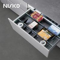 China Spice Drawer Pull Out Organizer with LED Light - 455mm Depth Stainless Steel Storage Rack for 300-900mm Cabinets for sale