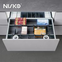 China Spice Drawer Pull Out Organizer with LED Light - 455mm Depth Stainless Steel Storage Rack for 300-900mm Cabinets for sale