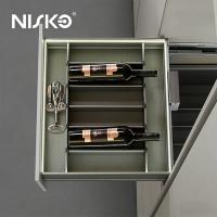 China Wine Bottle Basket Pull Out Wine Rack and Holder Kitchen Organizer with LED Light for sale