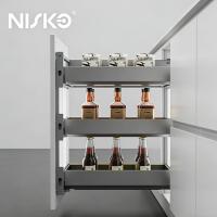 China 3 Shelf Side Sliding Bottle Rack Kitchen Organizer - 450mm Depth, 564mm Height, SUS304 Stainless Steel for sale