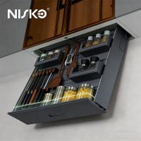 China Smart Pull Down Kitchen Storage Rack with 220V Input - 674mm to 974mm Width Options for Spice Bottles and Utensils for sale