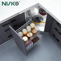 China 2-Shelf Sliding Pull Out Wire Basket for Kitchen Cabinets - 764-964mm Width with Full-Extension Ball-Bearing Slides for sale