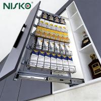 China 5-Tier Stainless Steel Tall Pantry Unit with Ball-Bearing Slides - 240-340mm Width, 1300-2200mm Height for sale