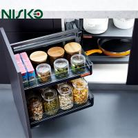 China Side-Mounted Pull-Out Spice Basket with Soft-Close - 2 Shelves, 764-964mm Width, Stainless Steel Construction for sale