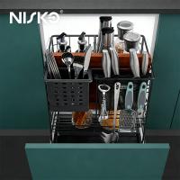 China NISKO Multi Function Pull Out Basket Drawer 600mm Cutlery Spice Bottle Storage for sale