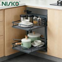 China 4-Tier Pull Out Corner Kitchen Organizer with 180° Rotation - 624×472×572mm Stainless Steel Cabinet Drawer for sale