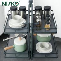 China 4-Tier Pull Out Corner Kitchen Organizer with 180° Rotation - 624×472×572mm Stainless Steel Cabinet Drawer for sale