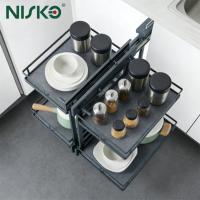 China 4-Tier Pull Out Corner Kitchen Organizer with 180° Rotation - 624×472×572mm Stainless Steel Cabinet Drawer for sale