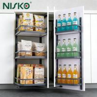 China Kitchen Pull Out Basket Pantry Unit with Adjustable Shelves - 406-556mm Width, 10-15kg Capacity, Soft Close Mechanism for sale