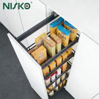 China 6-Tier Sliding Pantry Cabinet Organizer with Soft Close - 240-340mm Width, 10-15kg Shelf Capacity for sale