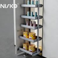 China 180° Rotating Aluminum Pull Out Pantry Unit - 4-6 Adjustable Shelves for 300-400mm Cabinets for sale