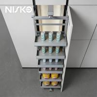 China 180° Rotating Aluminum Pull Out Pantry Unit - 4-6 Adjustable Shelves for 300-400mm Cabinets for sale
