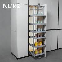 China 180° Rotating Aluminum Pull Out Pantry Unit - 4-6 Adjustable Shelves for 300-400mm Cabinets for sale