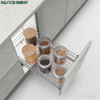 China 2 Tier Stainless Steel Pull Out Wire Basket Drawer for Spice Storage 400mm for sale