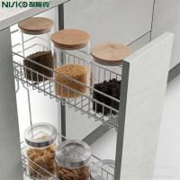 China 2 Tier Stainless Steel Pull Out Wire Basket Drawer for Spice Storage 400mm for sale
