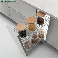 China 2 Tier Stainless Steel Pull Out Wire Basket Drawer for Spice Storage 400mm for sale