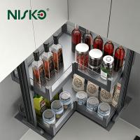 China 4-Tier Smart Vertical Rising Kitchen Cabinet Organizer 554x554x675mm Corner Storage System for sale