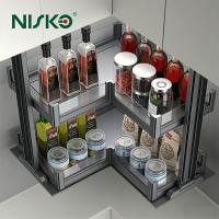 China 4-Tier Smart Vertical Rising Kitchen Cabinet Organizer 554x554x675mm Corner Storage System for sale