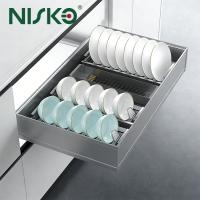 China Pull Out Soft Close Adjustable Shelf Dish Bowls Rack Baskets Kitchen Organizer for sale