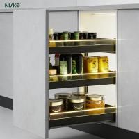 China 3-Tier Pull Out Spice Rack with LED Light for Kitchen Cabinet Storage 450mm for sale