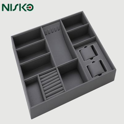 China NISKO Multi Grid PU Leather Jewelry Drawer Insert Wardrobe Accessory Storage Tray 600mm 800mm for sale