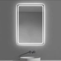 China NISKO Rectangular LED Bathroom Mirror Anti-Fog Aluminum Frame Smart Lighted Mirror With Time Display for sale
