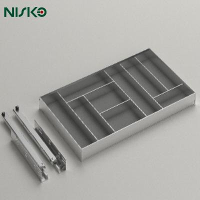 China NISKO 900mm Cabinet Aluminum Alloy Pull Out Cutlery Drawer Tray 900mm for sale