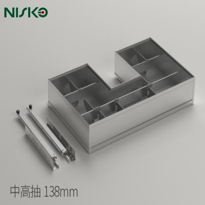 China NISKO 900mm L Shaped Aluminum Alloy Sink Base Pull Out Storage Basket for sale