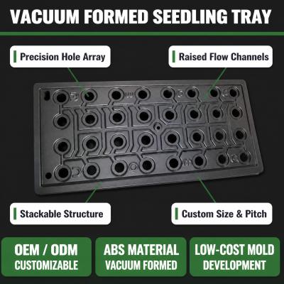 China Heavy Duty ABS Vacuum Formed Hydroponic Grow Tray Custom Thermoformed Seedling Flat for Microgreen Nursery for sale