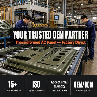 China OEM Thick Vacuum Formed AC Control Panel Housing | Heavy Duty Thermoforming Plastic Cover Cutting for HVAC Customized Shapes for sale