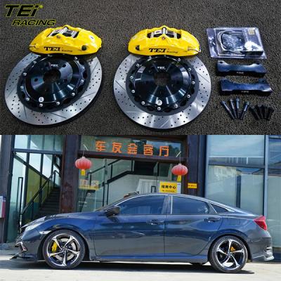 China Front Big Brake Kit 4 Piston Caliper With 355x28mm Rotor BBK Auto Brake System For Honda Civic 18 Inch Car Rim for sale
