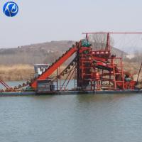 China Diesel Chain Bucket Dredger 100cm Draught for River Gold Mining 60-100m3/h for sale
