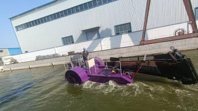 China CE Certified Aquatic Weed Harvester 10m Full Hydraulic Drive Paddle Wheel Waterway Cleaning Machine for sale