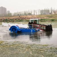 China Full Hydraulic Drive Aquatic Weed Harvester 2.2m Mowing Width 0.8m Depth Water Grass Collecting Machine for sale