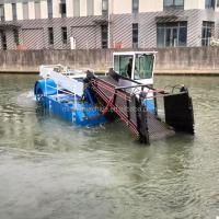 China Full Hydraulic Drive Aquatic Weed Harvester 2.2m Mowing Width 0.8m Depth Water Grass Collecting Machine for sale