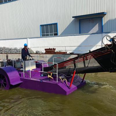 China Motorized Trash Skimmer Boat 6.5KG with 30-150 HP 4 Rows Aquatic Weed Harvester for sale