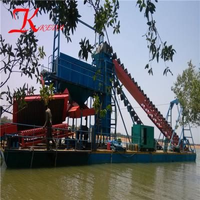 China Gold Gravity Chain Bucket Dredger with 12m Dredging Depth 10/8 Inch Pump for sale