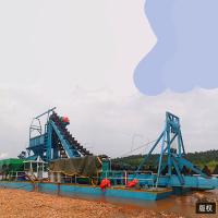 China Diesel Gold Bucket Dredger 8/3 Inch Pump 15m Dredging Depth Mining Machine for sale