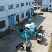 China Multipurpose Amphibious Dredger 15m Dredging Depth 60cm Draught 450m3/h Water Flow for sale