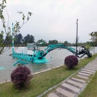 China Shallow Water Work Sites Amphibious Dredger 6m Dredging Depth 100cm Draught for sale