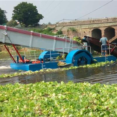 China 12t Load Capacity 75kw Power 3000m2h Aquatic Weed Harvester River Grass Cleaning Barge for sale